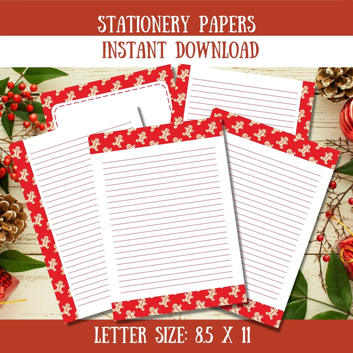 Printable Christmas Stationery Paper Letter Size 85 X 11 - Etsy