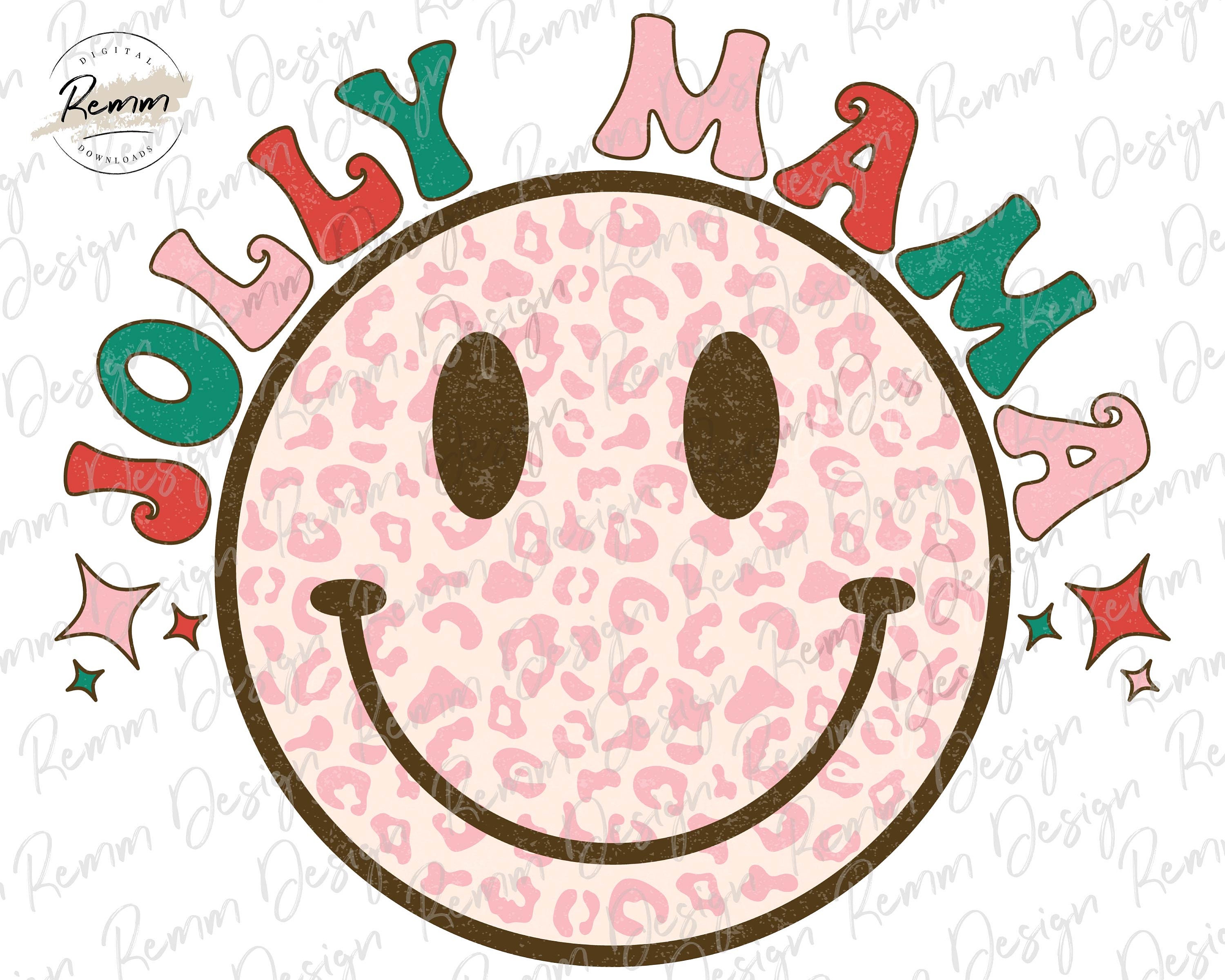 Retro Christmas Png Jolly Mama Mini Smiley Face Sublimation - Etsy