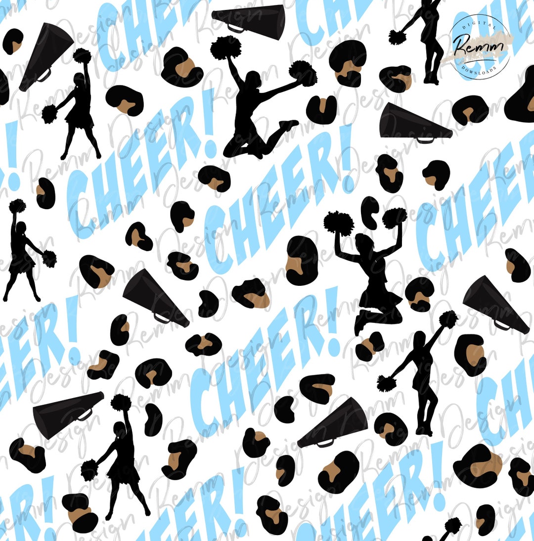 Blue Leopard Cheer Seamless Pattern: Sublimate Printable (digital ...