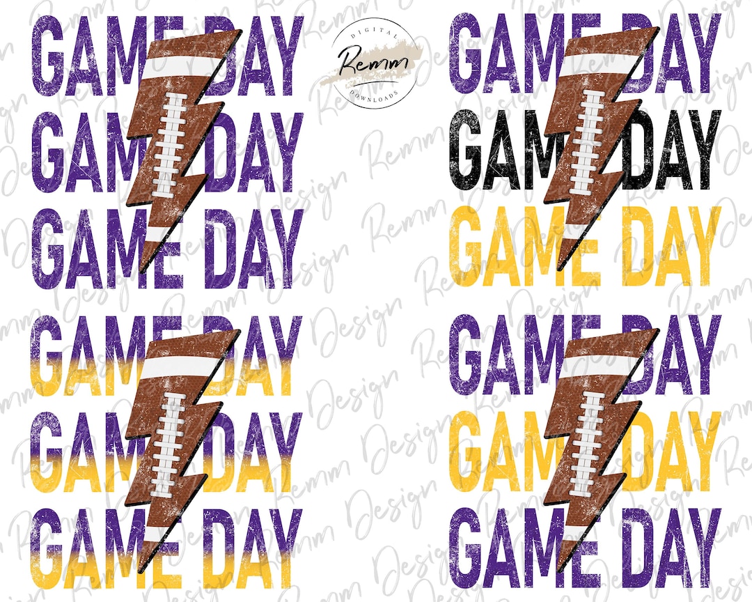 Game Day Png Bundle, Purple, Football Lightning Bolt Png, Team Colors ...