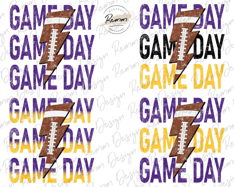 Game Day Png Bundle Purple Football Lightning Bolt Png Team - Etsy