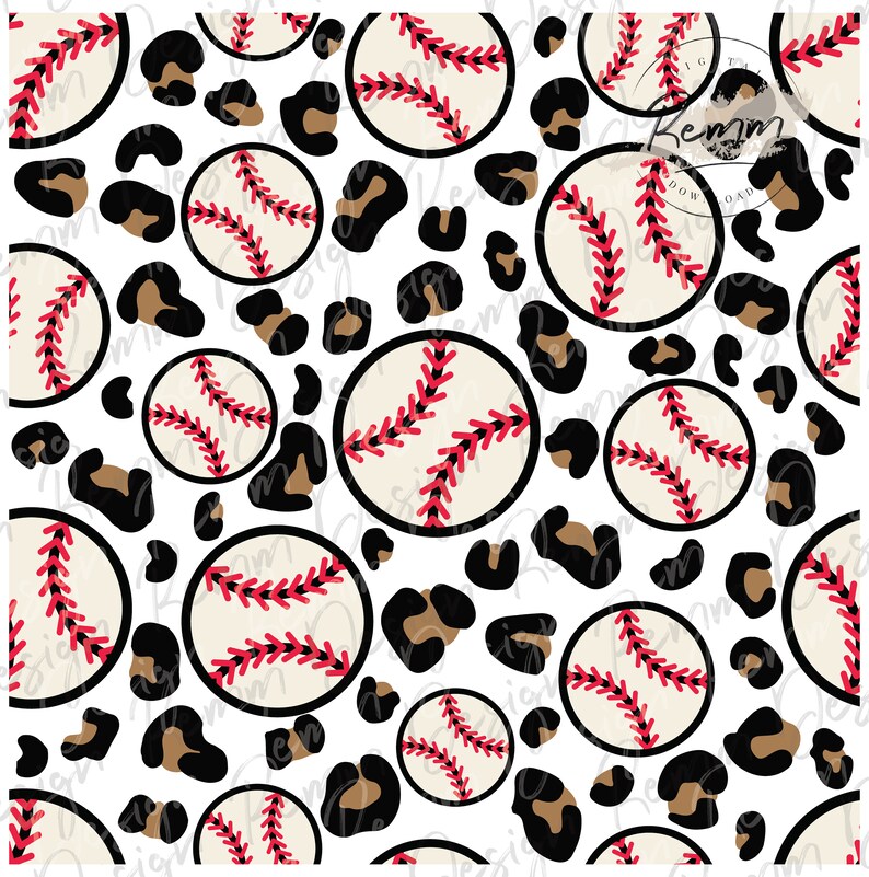 Leopard Baseball Seamless Pattern: Sports Sublimation (PNG Digital ...