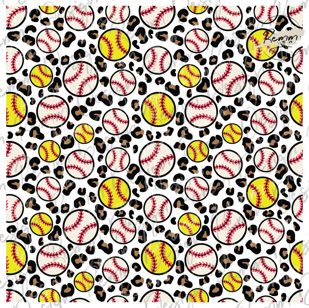 Seamless Softball and Baseball Leopard Png, Sublimate Download, Digital ...