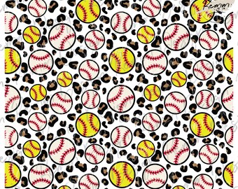 Seamless Softball Baseball Leopard Png, Sublimate Download, Digital ...