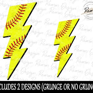 Softball Lightning Bolt Png, Distressed Softball Png, Sublimation ...