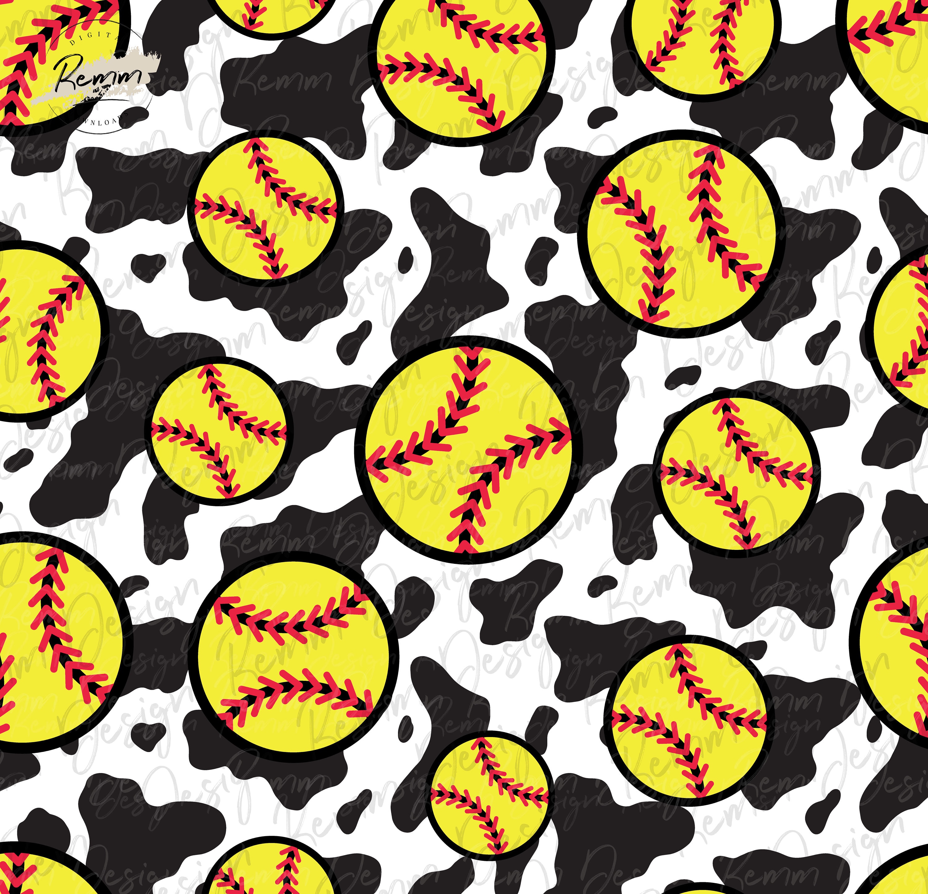 Cow Print Softball Pattern: Seamless Sublimate Design (PNG, JPEG) - Etsy