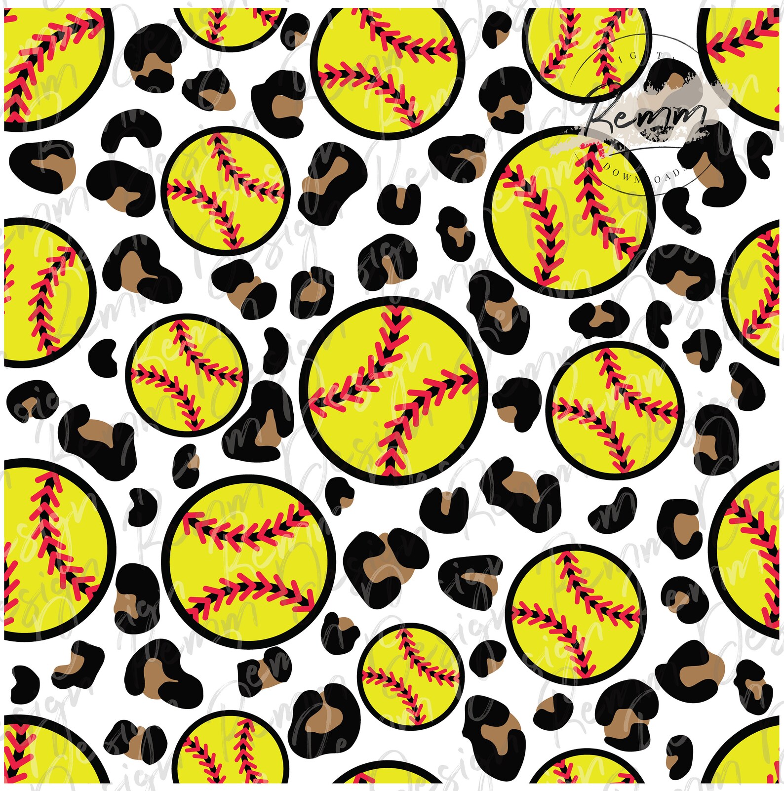 Leopard Softball Seamless Pattern: Fabric Print, Digital Paper (PNG) - Etsy