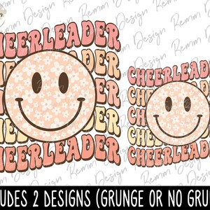 Retro Cheerleader Smiley Face PNG: Cheerleading Sublimation Design ...