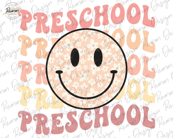 Pre-school PNG Retro Smiley Face Sublimation File First Day - Etsy