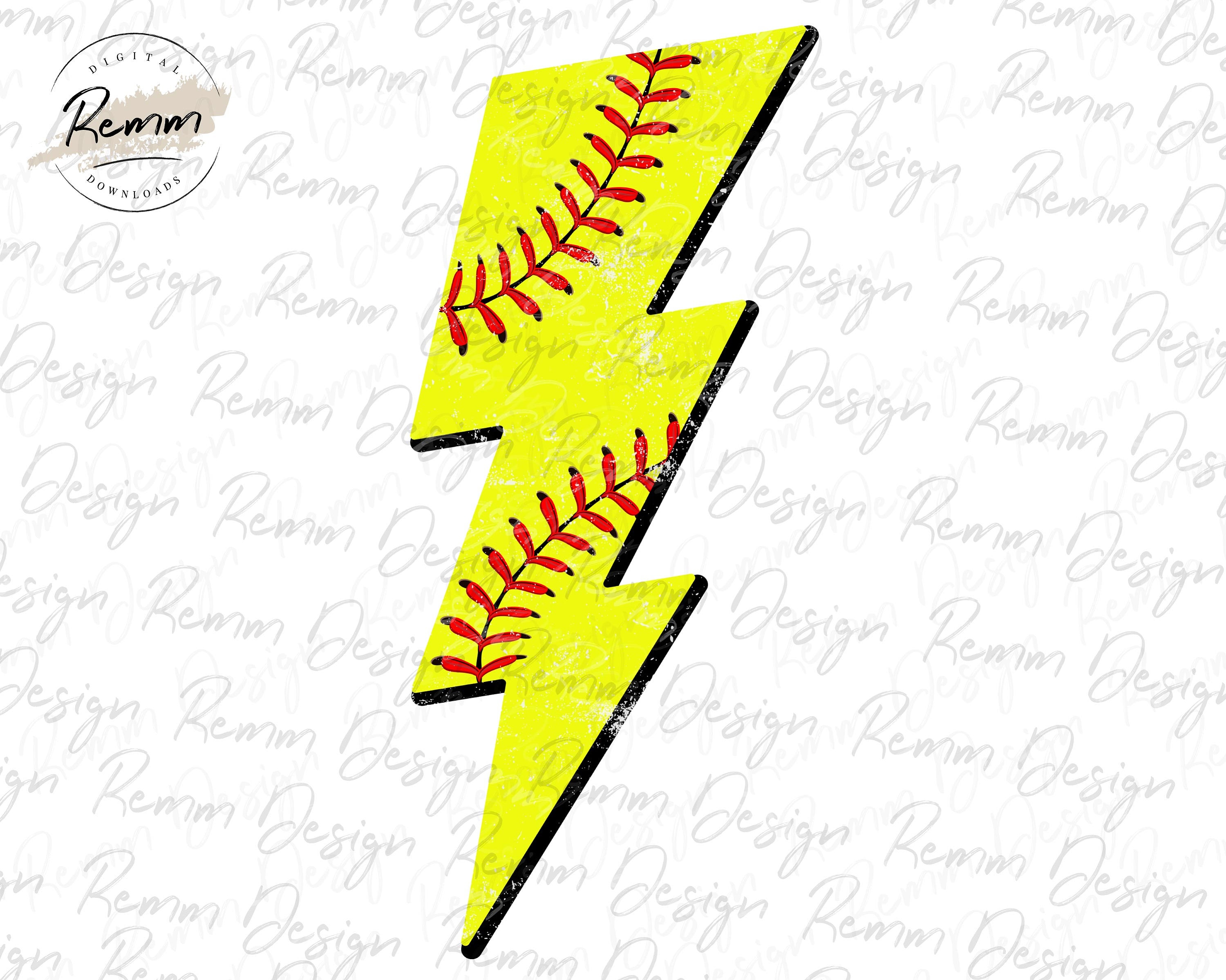 Softball Lightning Bolt Png Distressed Softball Png - Etsy