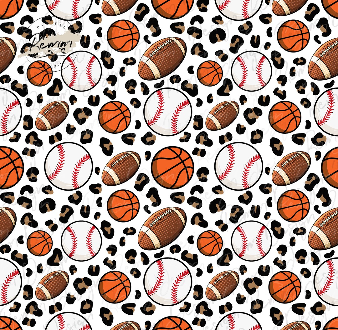 Seamless Baseball Football Basketball Pattern, Sublimate Download ...