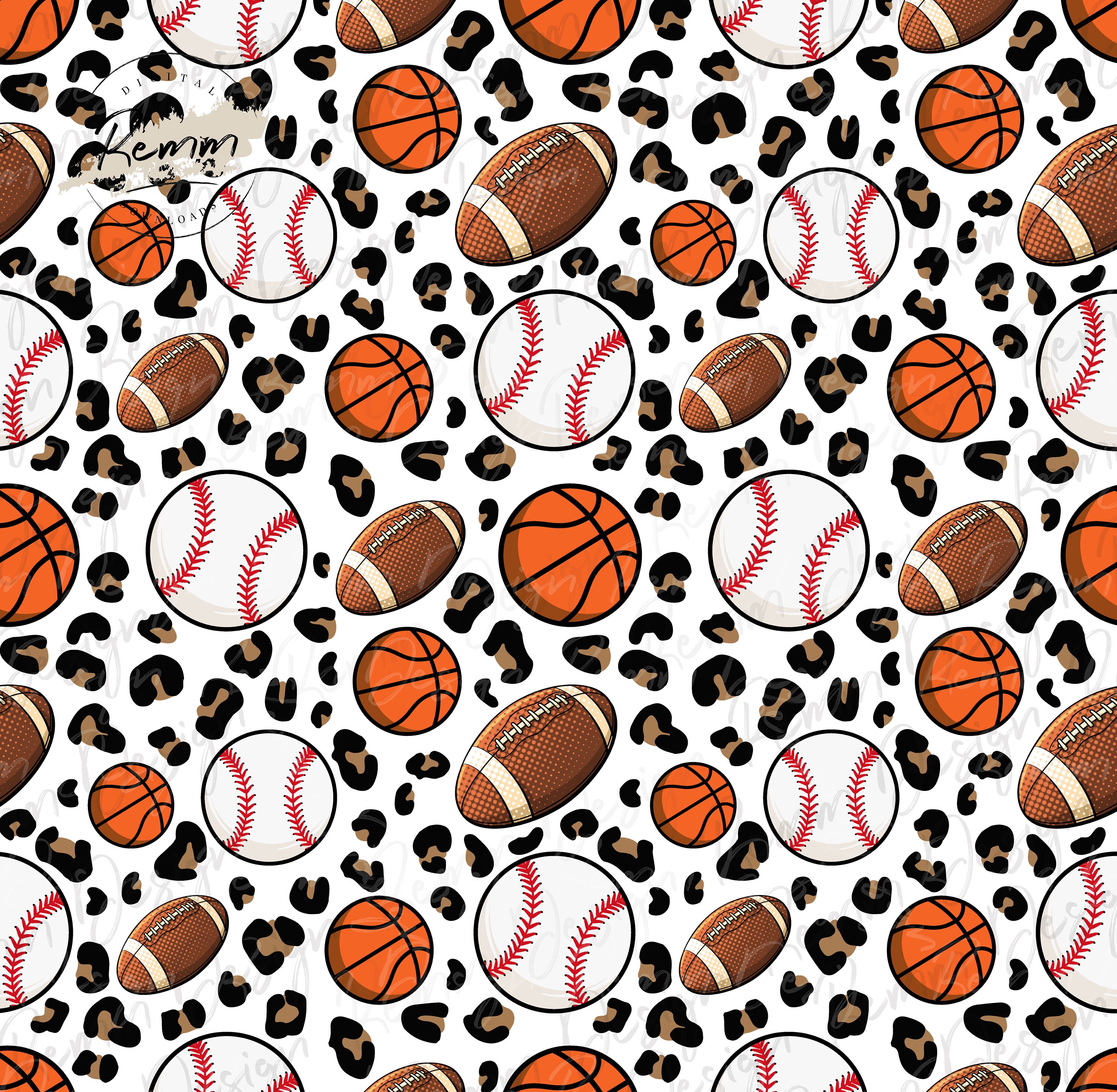 Seamless Baseball Football Basketball Pattern Sublimate - Etsy