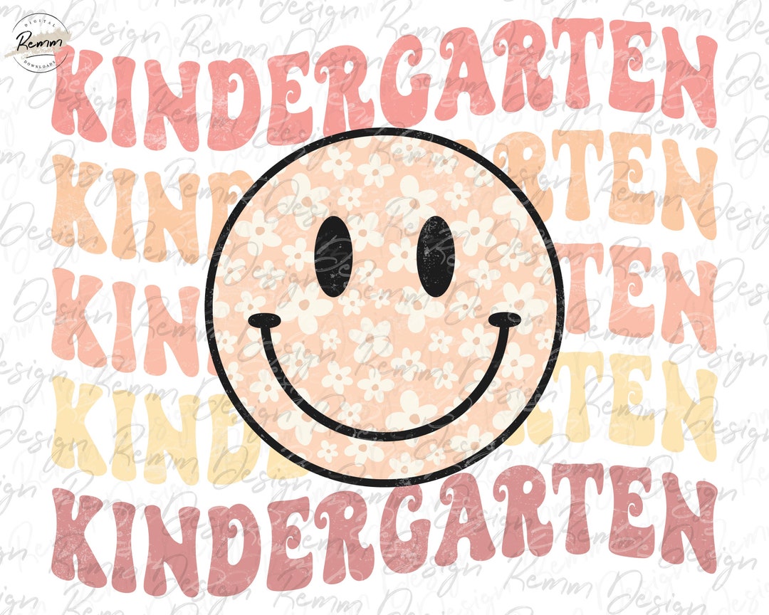 Retro Kindergarten PNG: Smiley Face Sublimation Design (digital ...