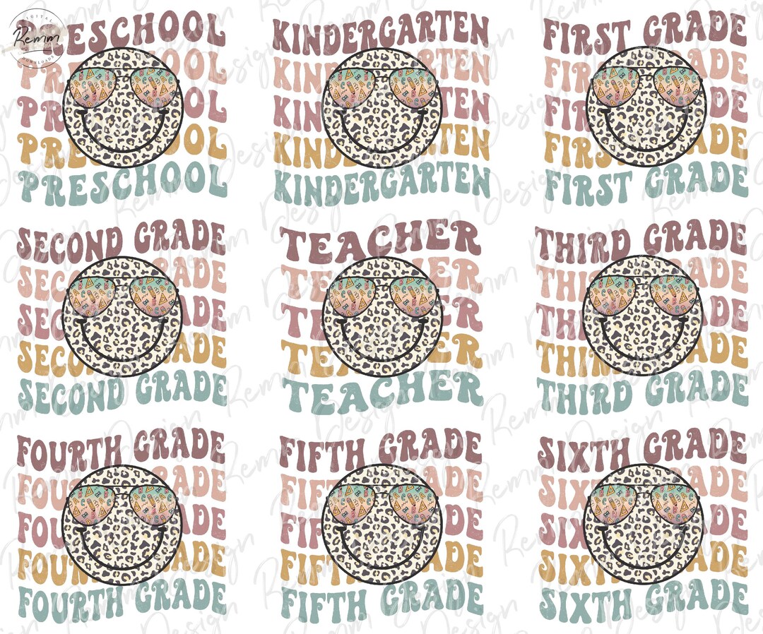 Retro Back to School Bundle, Kindergarten Png, 1st Grade PNG, Retro ...