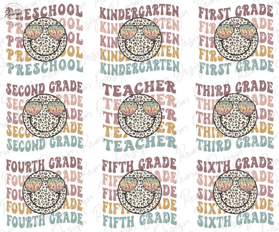 Retro Back to School Bundle Kindergarten Png 1st Grade PNG - Etsy
