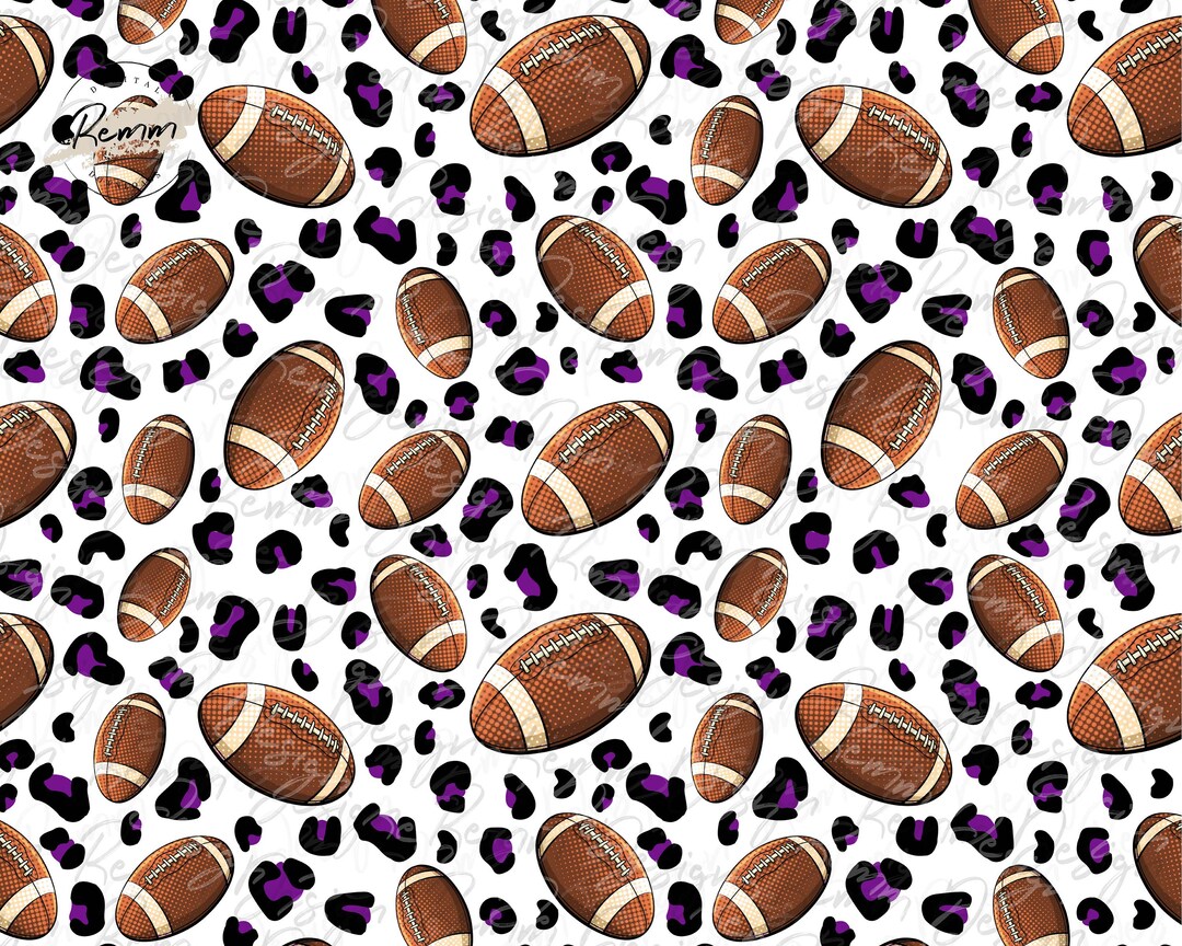 Seamless Football Pattern, Purple Leopard Print, Png and Jpeg, Digital ...