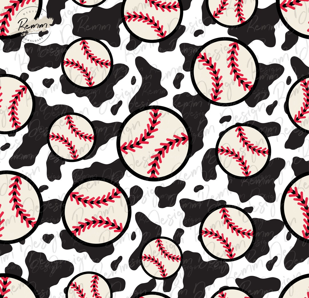 Seamless Cow Print Baseball Pattern Png, Sublimate Download, Printable ...
