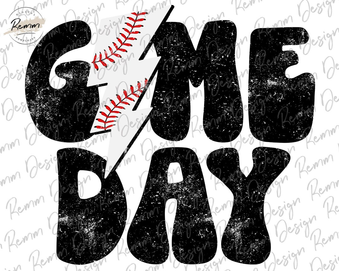Game Day Baseball Png, Retro Game Day Png, Lightning Bolt, Baseball Png ...