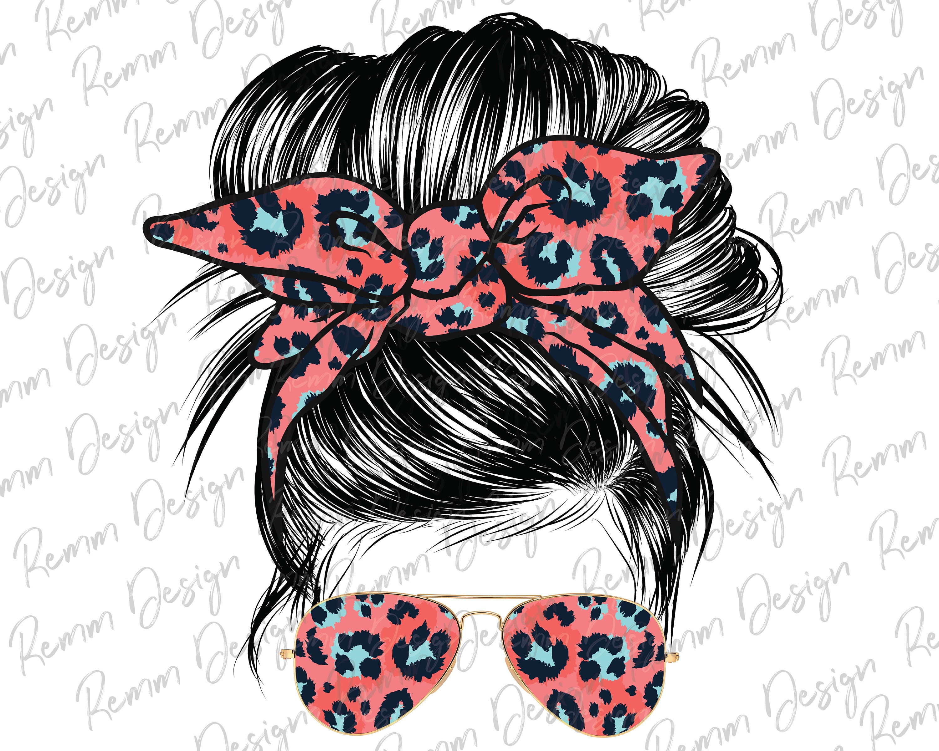 Leopard Print Mom Bun Messy Bun Hair Sunglasses Headband Mom Etsy Canada