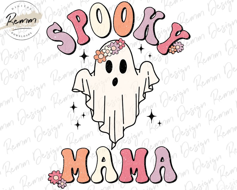 Spooky Mama Ghost PNG: Retro Halloween Shirt Design (digital Download ...