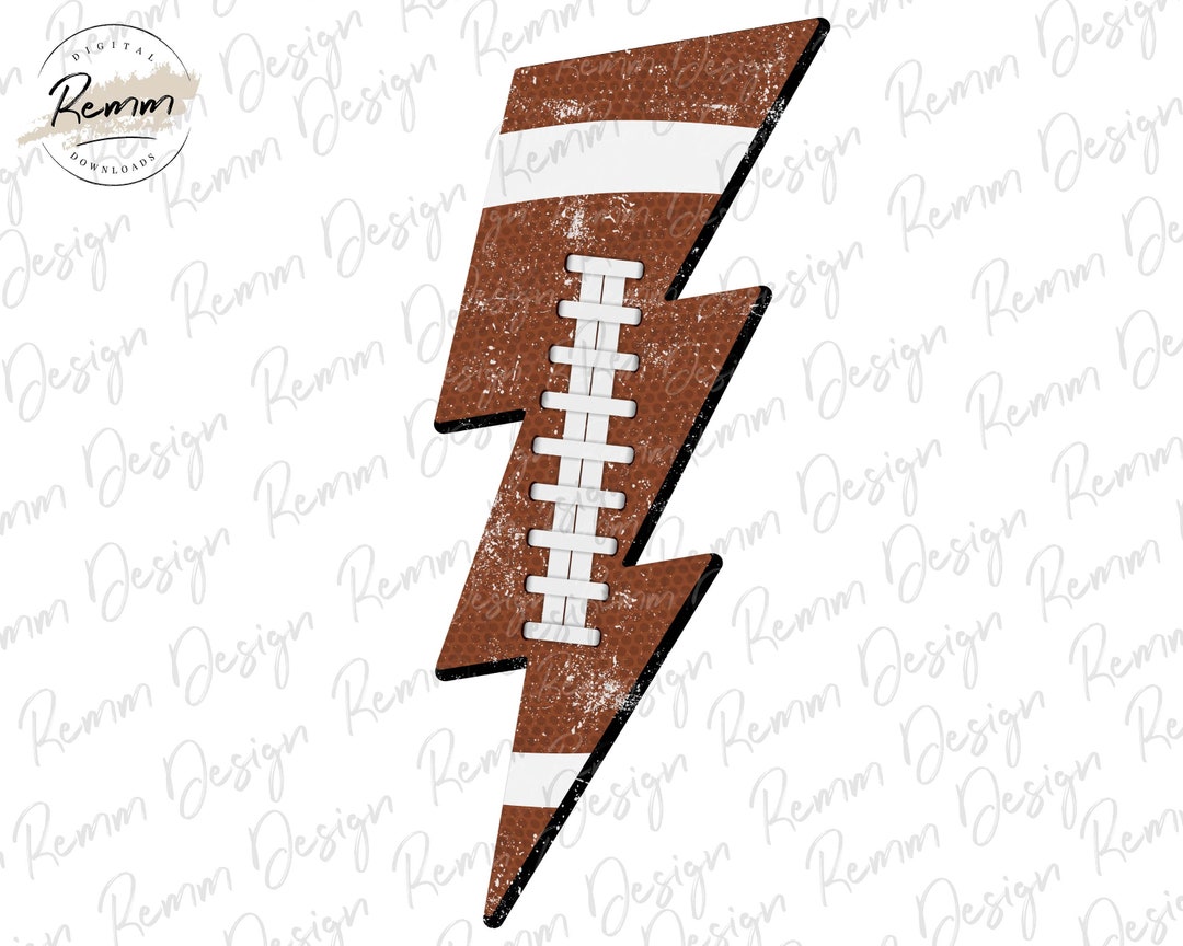 Football Lightning Bolt Png, Distressed Football Png, Sublimation ...