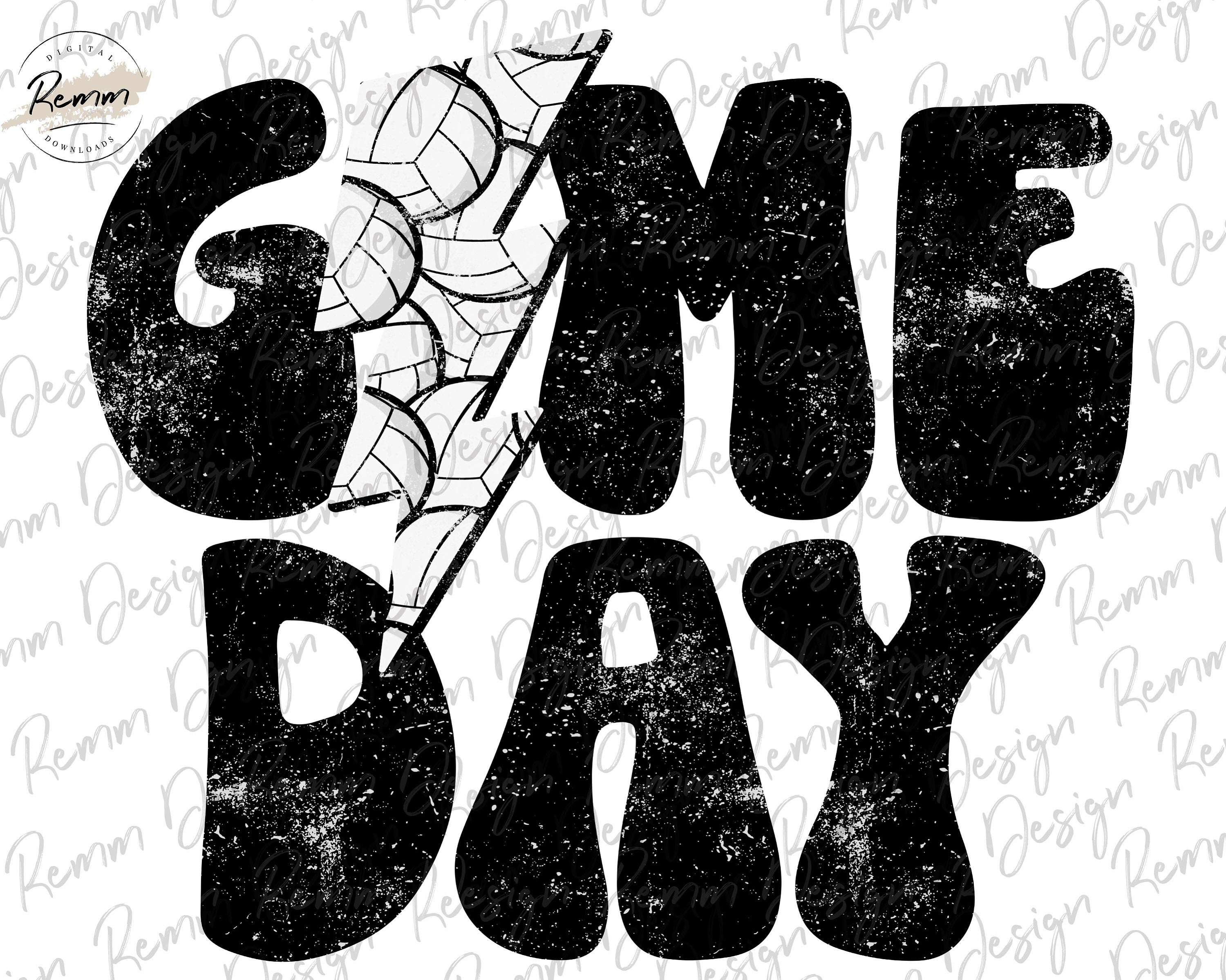 Retro Game Day Volleyball Lightning Bolt Png Distressed - Etsy