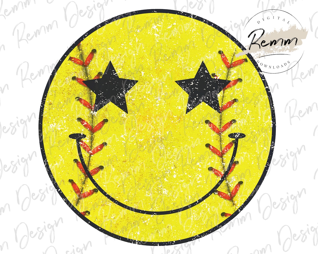 Softball Png, Softball Smiley Face Png, Softball Sublimation Design ...