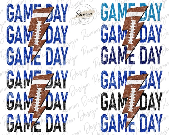 Blue Game Day Png Bundle Football Lightning Bolt Png Team - Etsy