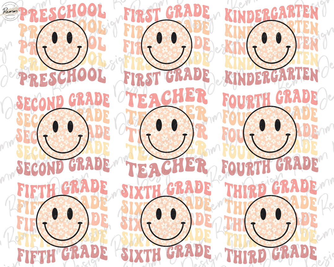 Back to School Bundle, Kindergarten Png, 1st Grade Png, Retro ...