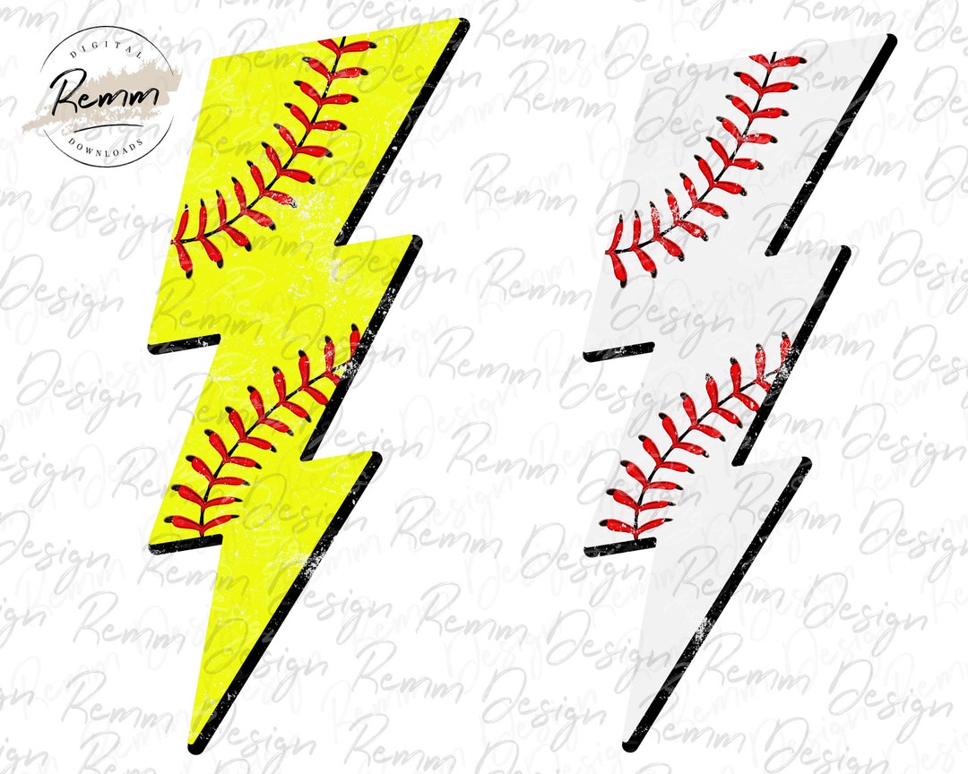 Distressed Baseball Softball Lightning Bolt PNG Bundle (digital ...