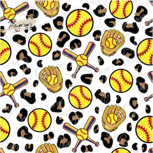 Softball Leopard Seamless Pattern Sublimate Download Digital - Etsy