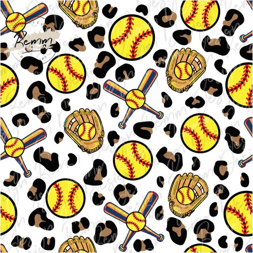 Softball Leopard Seamless Pattern Sublimate Download Digital - Etsy