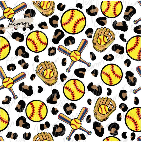 Softball Leopard Seamless Pattern Sublimate Download Digital - Etsy