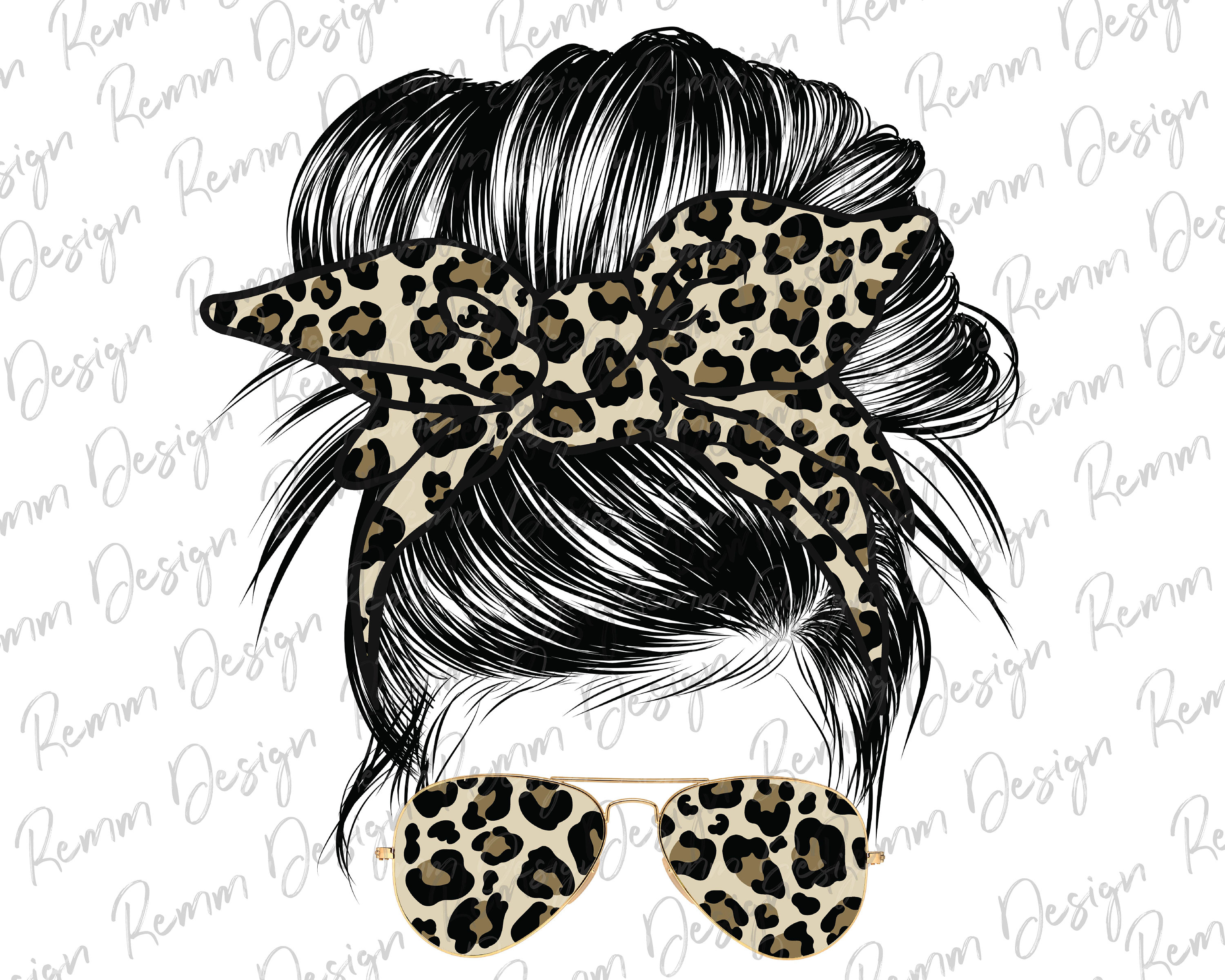 Leopard Print Messy Bun Png Mom Bun Png Messy Bun Png Hair Etsy