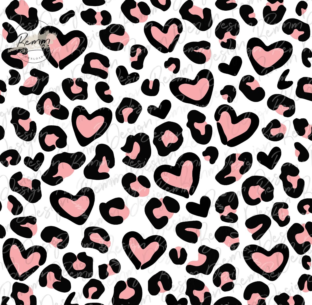 Leopard Print and Hearts Png Pattern, Valentines Day Seamless Pattern ...