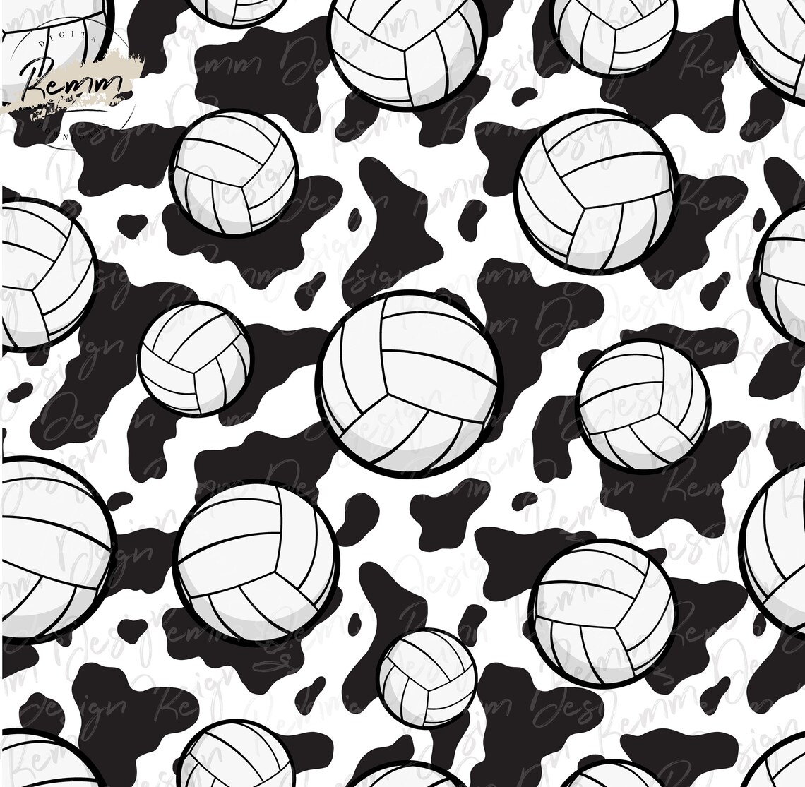 Seamless Volleyball Cow Print Png Sublimate Download Digital - Etsy