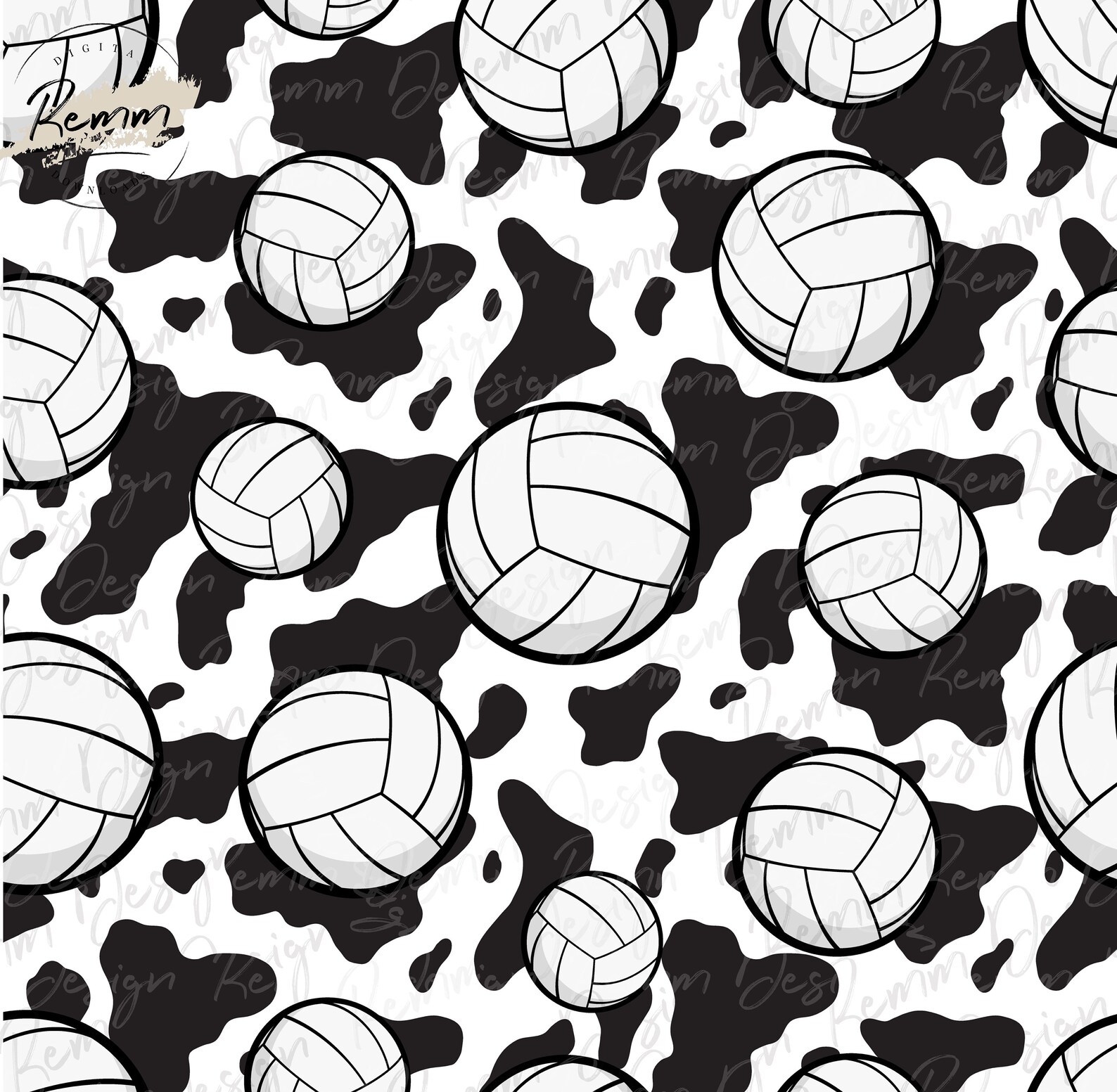 Seamless Volleyball Cow Print Png Sublimate Download Digital - Etsy