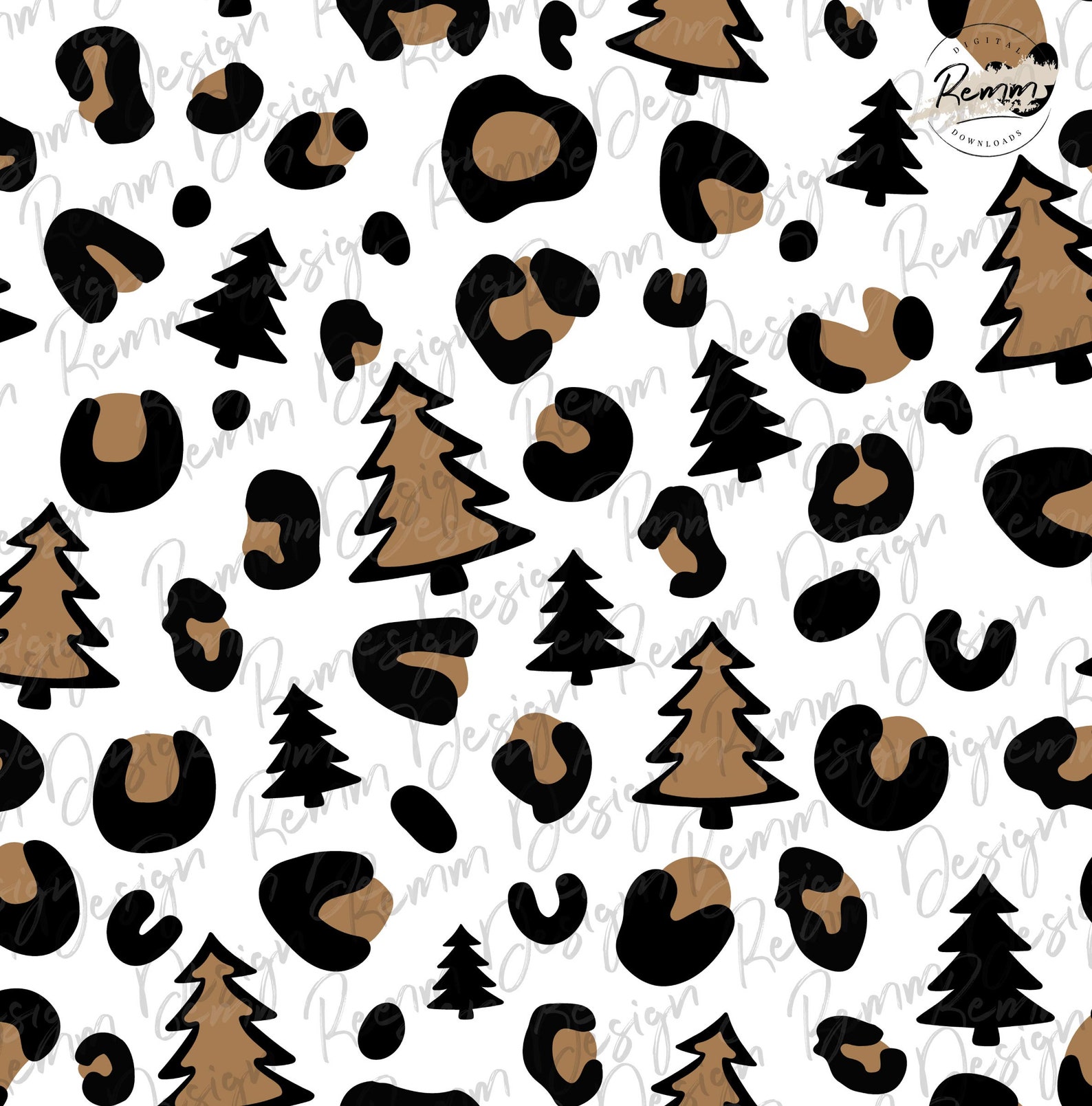 Leopard Print Christmas Tree Png Pattern Christmas Seamless - Etsy