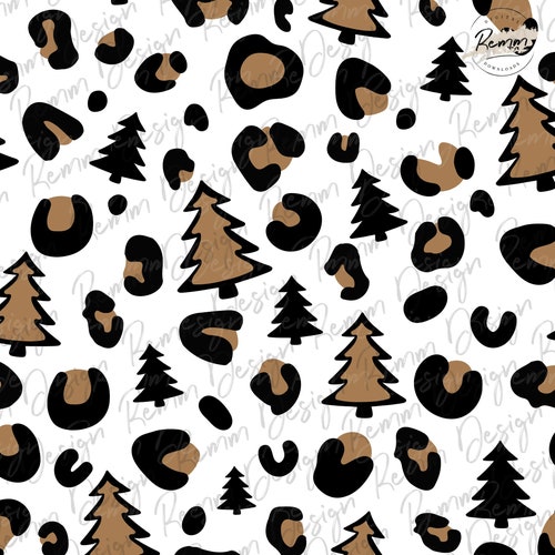 Leopard Print Christmas Tree Png Pattern Christmas Seamless - Etsy