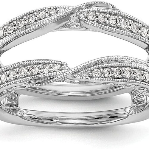 Channel Setting Diamond Band Enhancer Ring White Gold Over - Etsy