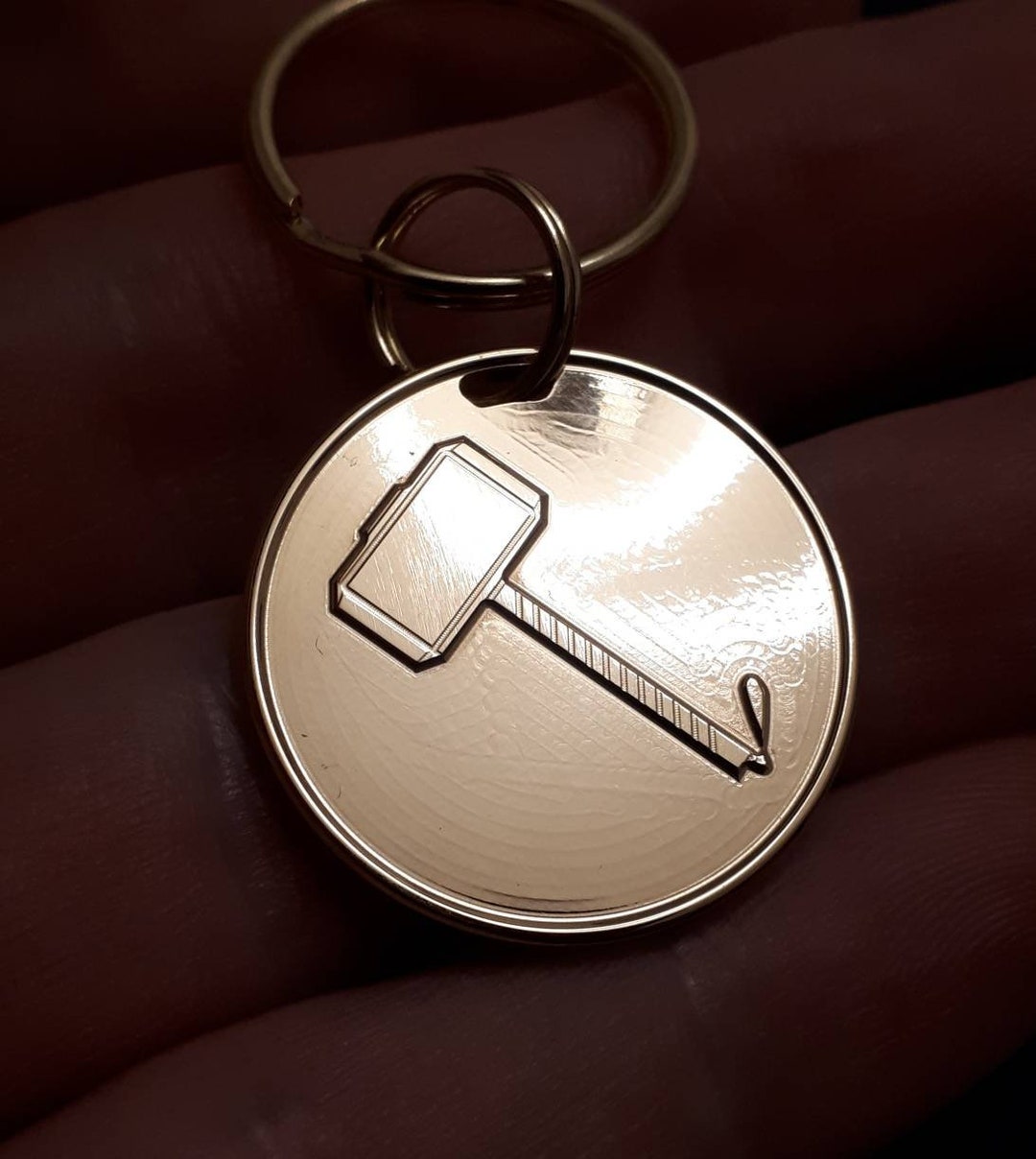 Thor Hammer Mjolnir Double Sided Metal Keyring Coin, Stunning Detail ...
