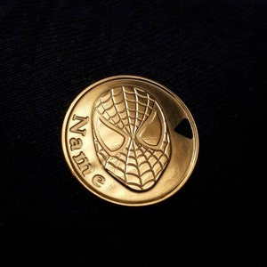 Spider-man Rare Double Sided Metal Keyring Coin, Stunning Detail! Gold ...