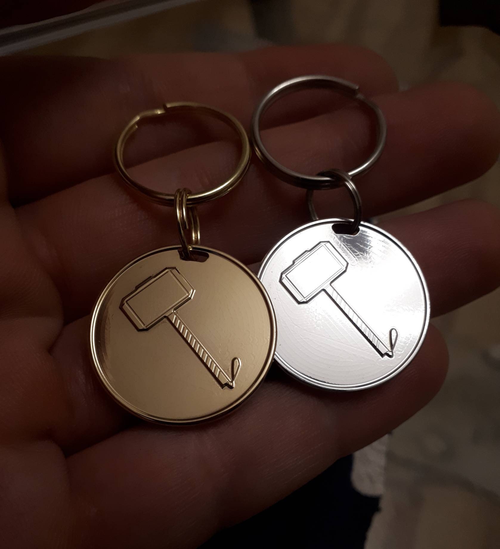 Thor Hammer Mjolnir Double Sided Metal Keyring Coin, Stunning Detail ...