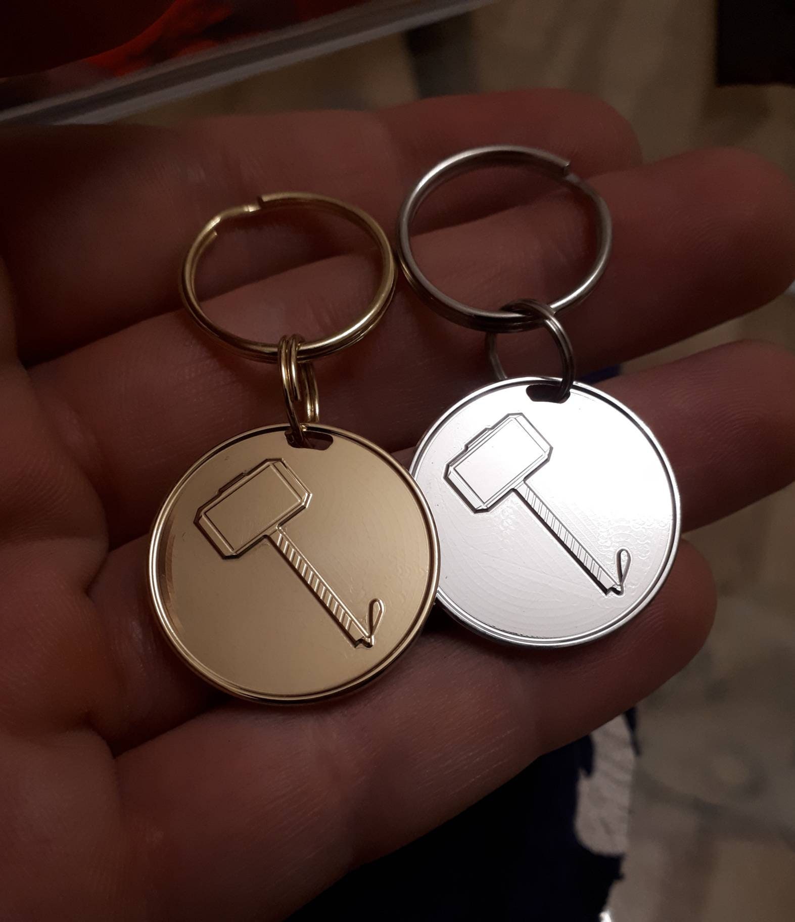 Thor Hammer Mjolnir Double Sided Metal Keyring Coin, Stunning Detail ...