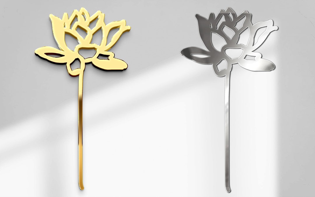 Lotus Flower Cake Topper: Gold or Silver Acrylic, Custom Wedding Decor ...