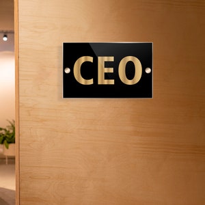 Custom Acrylic Glass CEO Sign: Gold Office Door Plaque - Etsy
