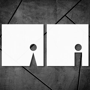 20cm 8in WC Sign Minimalistic Design Acrylic Sign for Doors Toilet ...