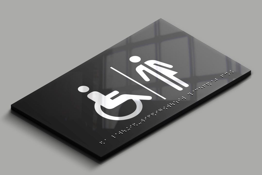 WC Sign With Braille, Gender Neutral & Handicap WC Sign Acrylic Plaque ...