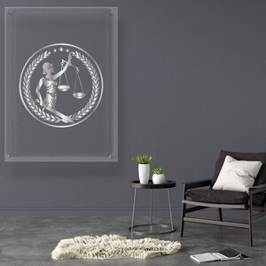Lady Justice Silver Transparent Wall Art Law Office Decor Acrylic Glass ...