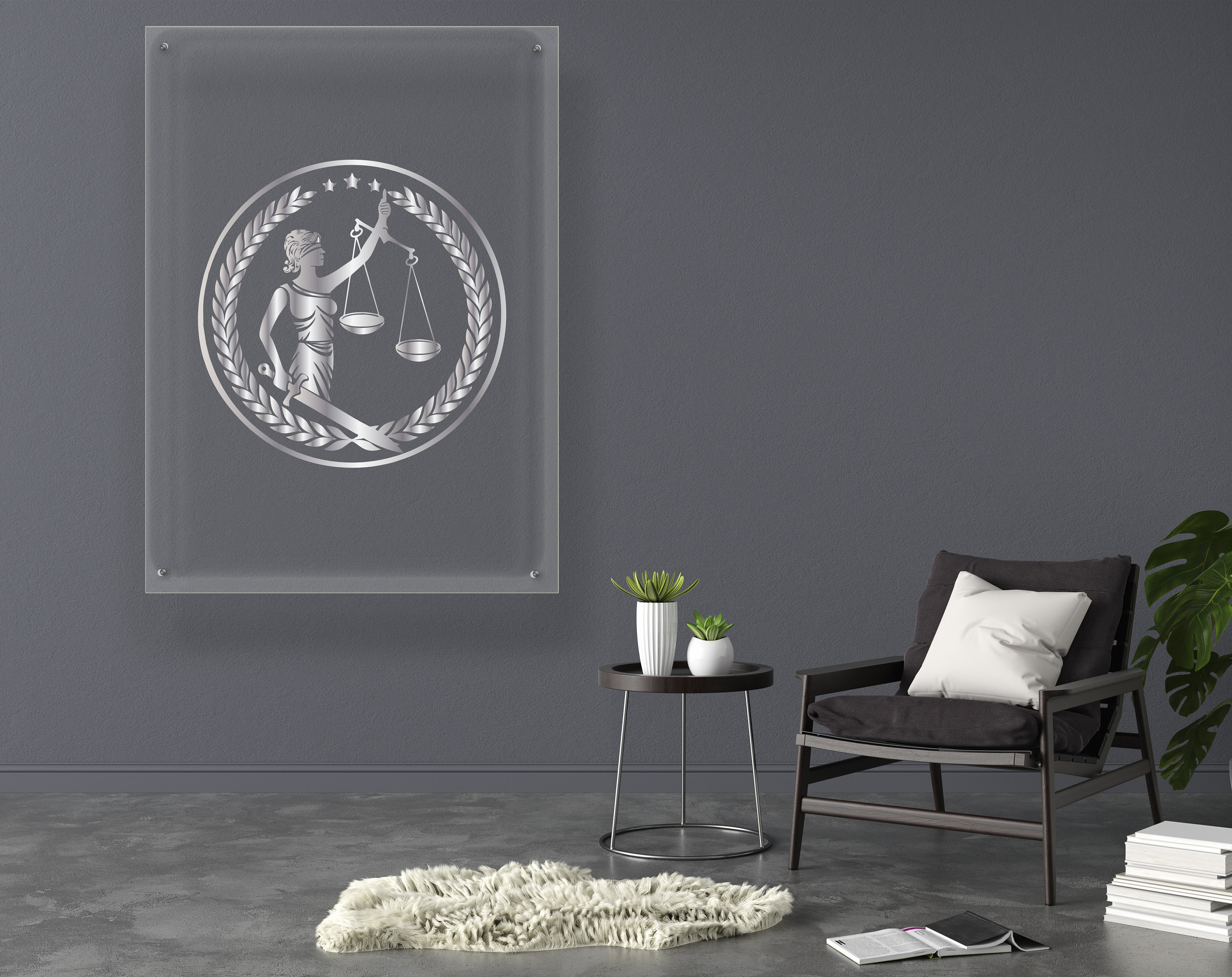 Lady Justice Silver Transparent Wall Art Law Office Decor Acrylic Glass ...
